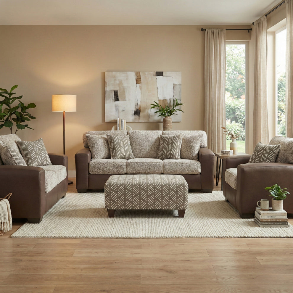 Roundhill Furniture Marvella Living Room Collection, Chocolate Faux Le
