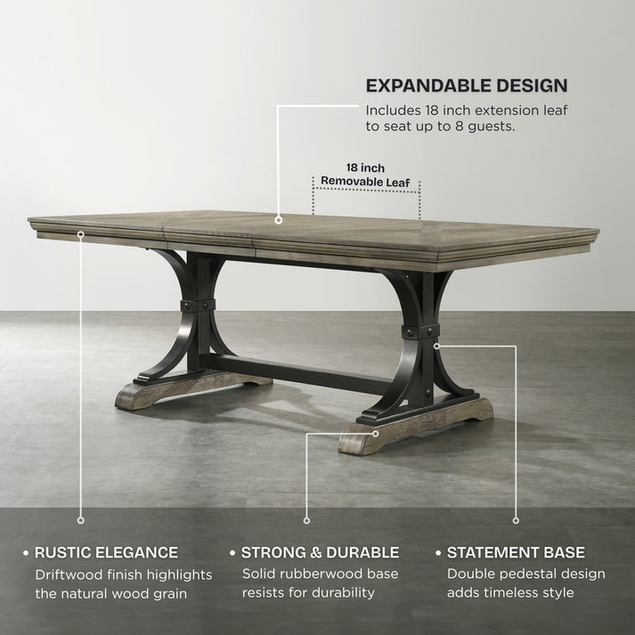 Dasher Nailhead Driftwood Finish Table – Roundhill Furniture