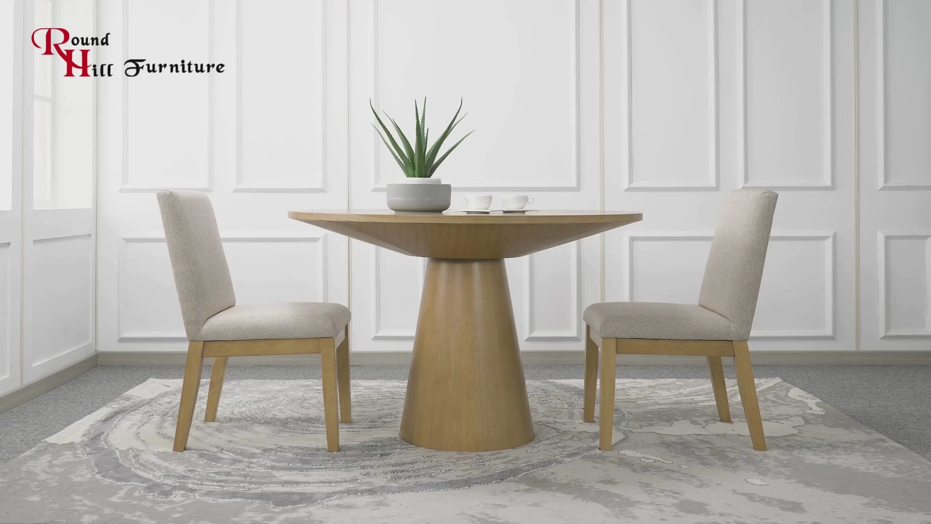 Roundhill Furniture Rocco Contemporary Dining Set Round Pedestal Tabl