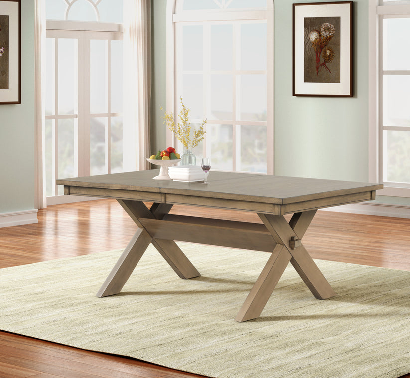 Raven Wood 9-Piece Dining Set, Extendable Trestle Dining Table with 8 ...